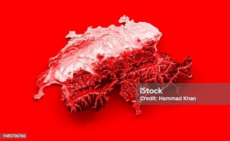 국기가 있는 스위스 지도 색상 흰색과 빨간색 음영 처리된 구호 지도 3d 그림 0명에 대한 스톡 사진 및 기타 이미지 0명 3차원 형태 Republic Day