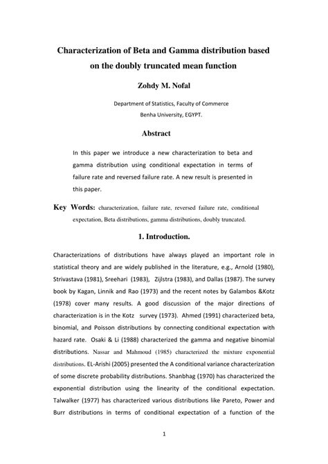 Pdf Characterization Of Beta And Gamma Distribution Based On The