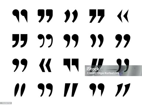 따옴표를 표시 합니다 인용 부호 따옴표 쉼표 두 번 쉼표 음성 구두점 텍스트 Excerption 타이포 그래피 마킹 벡터 아이콘 걸이 장비에 대한 스톡 벡터 아트 및 기타