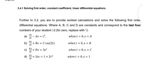 Solved 3 4 1 Solving First Order Constant Coefficient