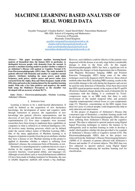 Pdf Machine Learning Based Analysis Of Real World Data