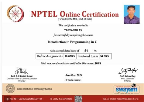 yasvanth a v on linkedin achievementunlocked nptel programming