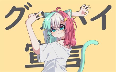 Wallpaper Girl Neko Ears Gesture Anime Hd Widescreen High