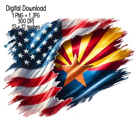 Usa And Arizona Flag Digital Download Illustration Commercial Use