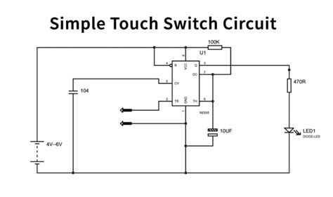 Simple Touch Switch Circuit Using 555 Timer IC