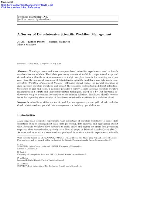 Pdf A Survey Of Data Intensive Scientific Workflow Management