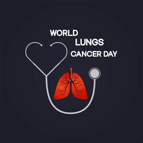 World Lung Cancer Day Poster With White Cancer Awareness Ribbon Vector White Awareness Ribbon