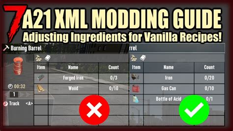 Altering Vanilla Recipes And Ingredients 7 Days To Die A21 Xml