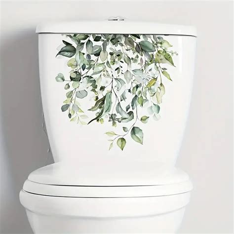 자체 접착식 녹색 식물 잎 욕실 데칼 홈 리노베이션을 위한 신선한 꽃 벽 스티커 쉬운 부착 및 제거 Temu