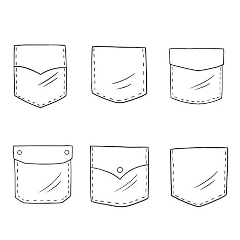Premium Vector Set Of Patch Pockets Black And White Illustration