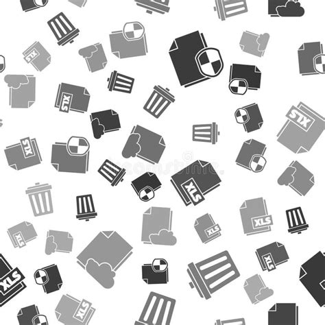 Set Document Protection Concept Trash Can Xls File Document And Cloud Storage Text Document On