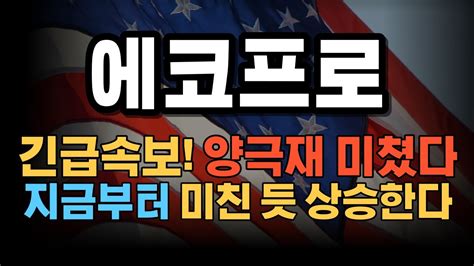 에코프로 긴급속보 양극재 미쳤습니다 지금부터 미친 듯 상승한다 에코프로주가 에코프로주가전망 에코프로전망 Youtube