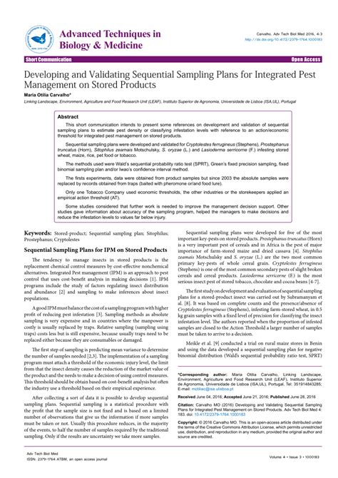 pdf developing and validating sequential sampling plans for integrated pest management on