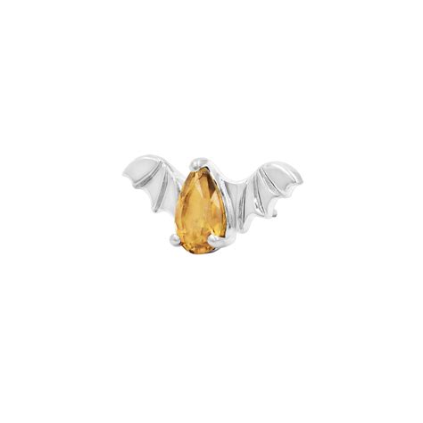 Bat With Champagne Cz In 14k Gold By Junipurr Pierced