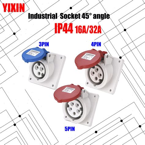 Industrial Socket Angle 45° 16a 32a 63a 3 Pin 4 Pi Grandado