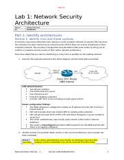Lab Network Security Architecture Docx OFFICIA L Lab Network Security Architecture
