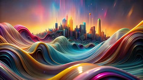 Dynamic Abstract Fluid Wave Background A Vibrant Exploration Of Urban Landscapes In 3d Stock
