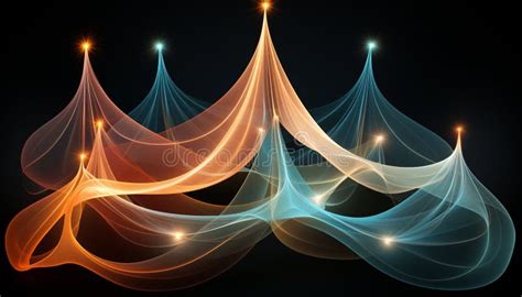 Glowing Blue Wave Pattern On Dark Futuristic Backdrop Generated By Ai