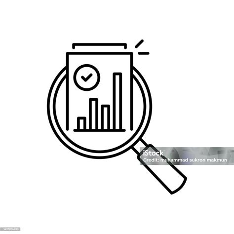 가는 선 돋보기는 소득 조사 개요 아이콘과 같습니다 플랫 트렌드 Lineart 간단한 시험 또는 이익 로고타입 스트로크 아트 웹 디자인은 흰색으로 분리되어 있습니다 검사