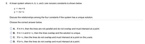 solved a linear system where m b n ﻿and c ﻿are nonzero