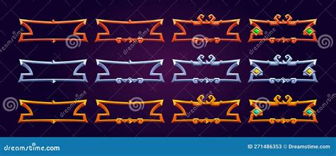 Golden Medieval Fantasy Game Ui Frame For Button Stock Vector Illustration Of Frame Isolated