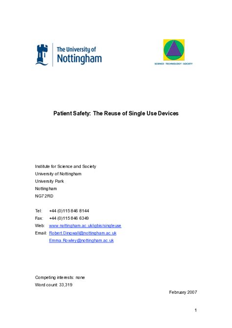 pdf patient safety the reuse of single use devices