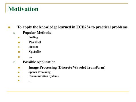 Ppt A Vlsi Architecture For The 2 D Discrete Wavelet Transform