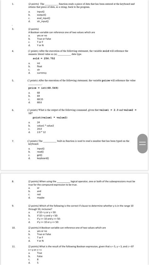 Solved 1 2 Points The Function Reads A Piece Of Data That