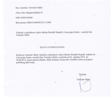 Vijećnik Tomislav Bašić Izjava O Donacijama Službena Stranica