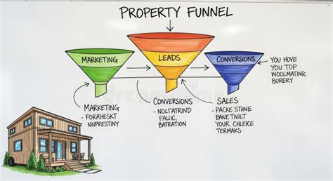 Property Funnel Diagram With Marketing And Sales Stock Illustration