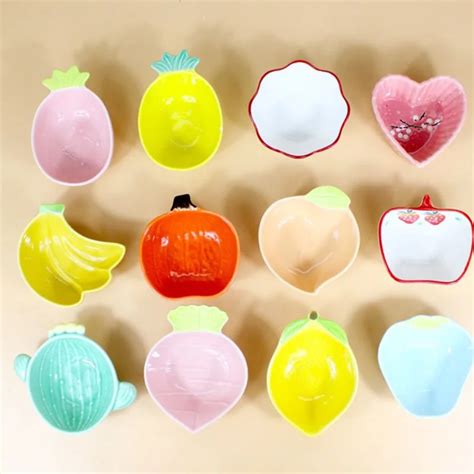 세라믹 크리에이티브 과일 모양 접시 2 개세트 주방 다기능 소스 양념된 접시 말린 견과류 접시 식기류납작한 그릇 Aliexpress