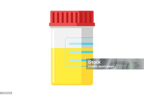 플라스틱 항아리에 소변 검사 소변 실험실 시험 분석 콘테이너 편평한 벡터 그림 0명에 대한 스톡 벡터 아트 및 기타 이미지