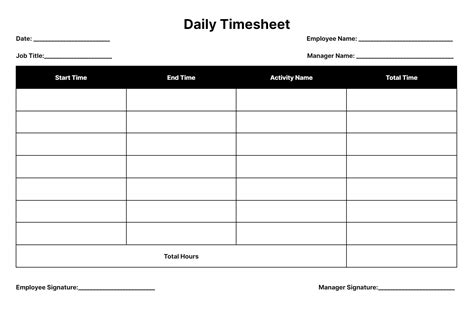 Printable Daily Employee Timesheet Template