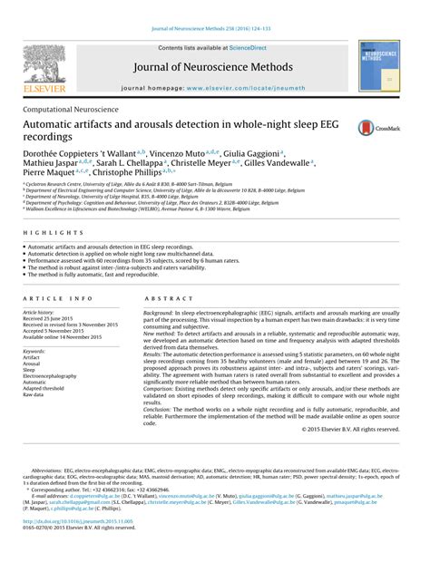 Pdf Automatic Artifact Detection For Whole Night Polysomnographic Sleep Recordings
