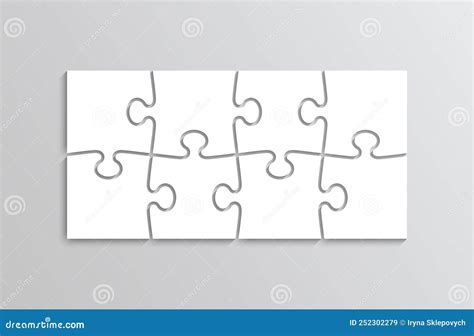 Jigsaw Outline Grid 4x3 Elements Puzzle With 12 Pieces Portrait Orientation Modern Puzzle