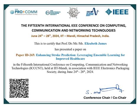 Elizabeth James On Linkedin Icccnt2024 Healthcare Datascience Machinelearning Strokeprediction