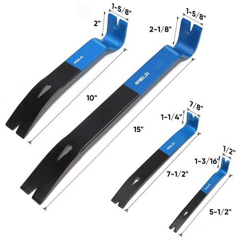 4 Piece Flat Pry Bar Set Heavy Duty And Mini Nail Puller Crowbar Utility