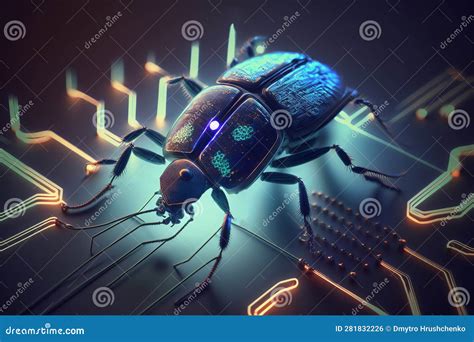 Electronic Bug On Circuit Computer Virus Concept Spy Bug Generative