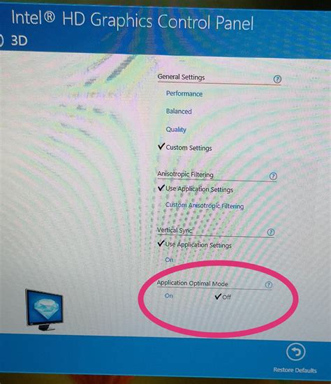 Hello Does Anyone Know What This Application Optimal Mode In Intel Graphics Control Does R