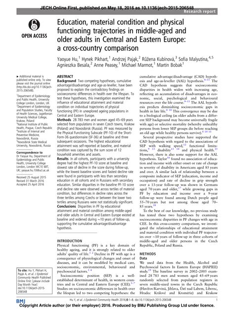 Pdf Education Material Condition And Physical Functioning
