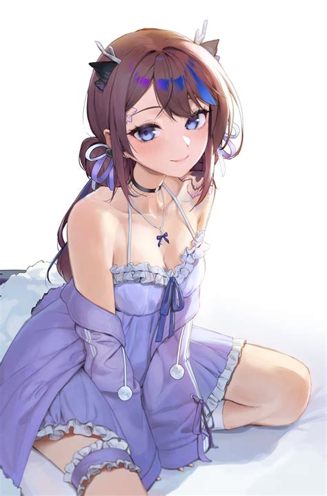 Laza 0ldsong Airi Kanna Stellive Absurdres Highres 1girl Bare Shoulders Between Legs