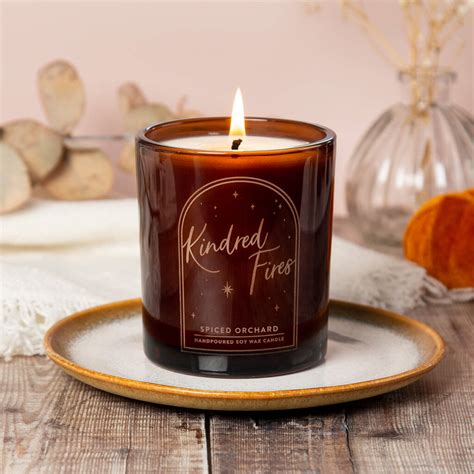 Autumn Spice Scented Glow Through Amber Candle By Kindred Fires