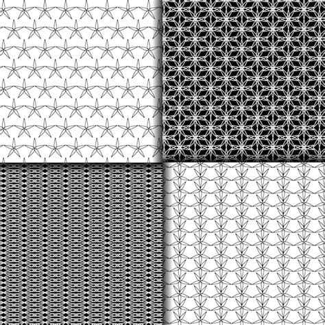 기하학적 흑백 원활한 패턴 컬렉션의 집합 프리미엄 벡터