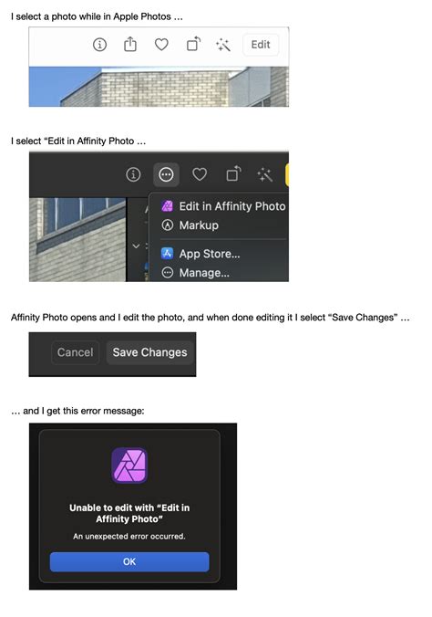 unable to edit with edit in affinity photo an unexpected error