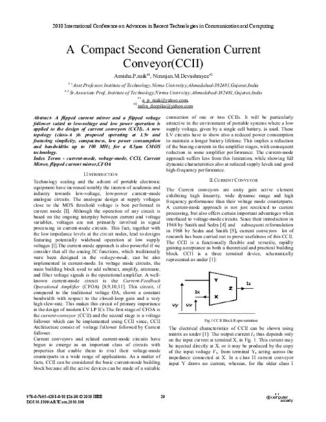 Pdf A Compact Second Generation Current Conveyorccii