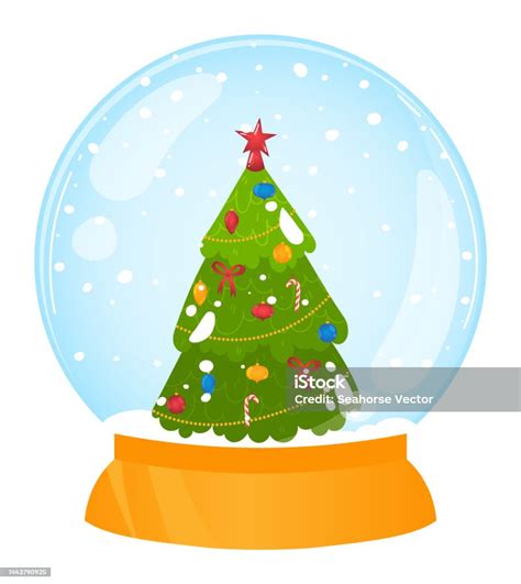 크리스마스 선물 유리 스노우 글로브 휴일을 위한 즐거운 깜짝 장난감 디자인 만화 스타일 벡터 일러스트레이션 흰색에 격리 12월에 대한 스톡 벡터 아트 및 기타 이미지
