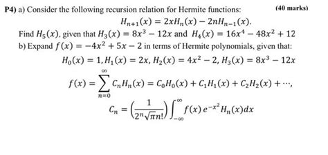 Solved P4 A Consider The Following Recursion Relation For