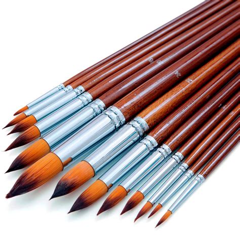 Nylon Hair Painting Brushes 6 Piece Round Tip Paint Brushes Set