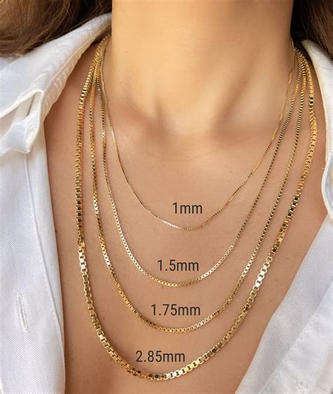 10k 14k Real Gold Box Chain Necklace For Women Men 1mm285mm Diamond