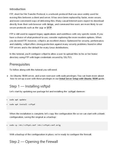 How To Set Up Vsftpd For A Users Directory On Ubuntu 1804 Digitalocean Pdf File Transfer